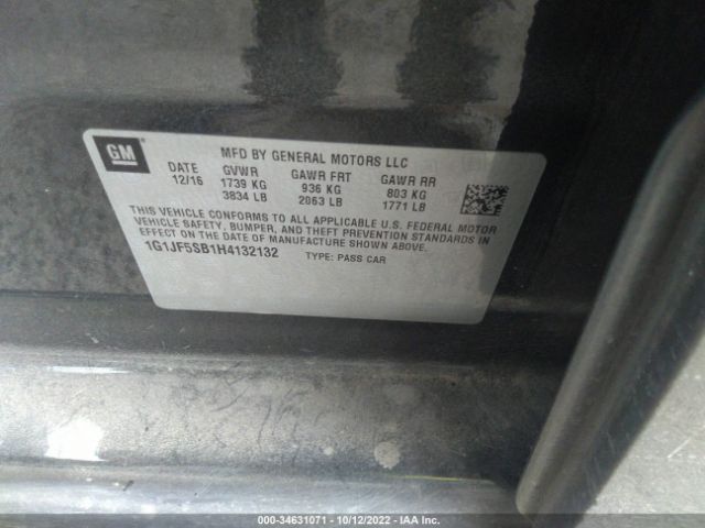 2017 CHEVROLET SONIC VIN 1G1JF5SB1H4132132 | История продажи