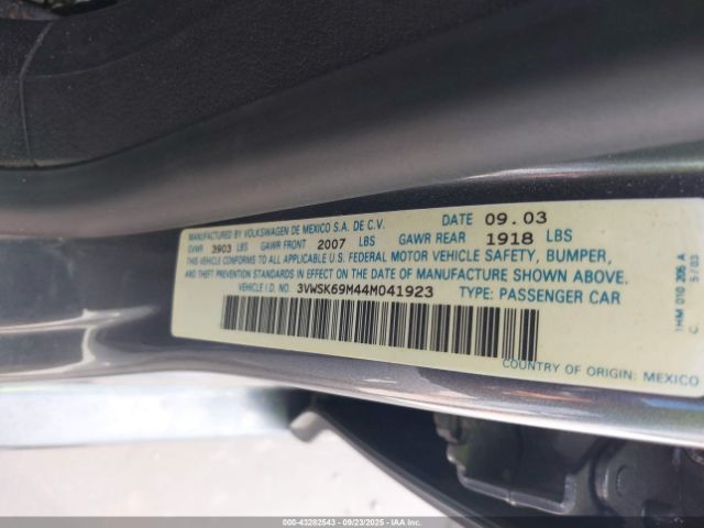 3VWSK69M44M041923, 2004 Volkswagen Jetta Gls 2.0l vehicle history