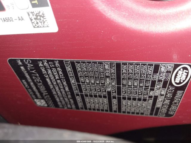 SALYT2EX8MA322888, 2021 Land Rover Range Rover Velar P250 R-dynamic S ...