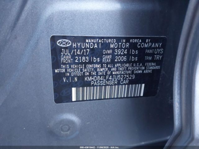 KMHD84LF4JU527529, 2018 Hyundai Elantra Sel vehicle history