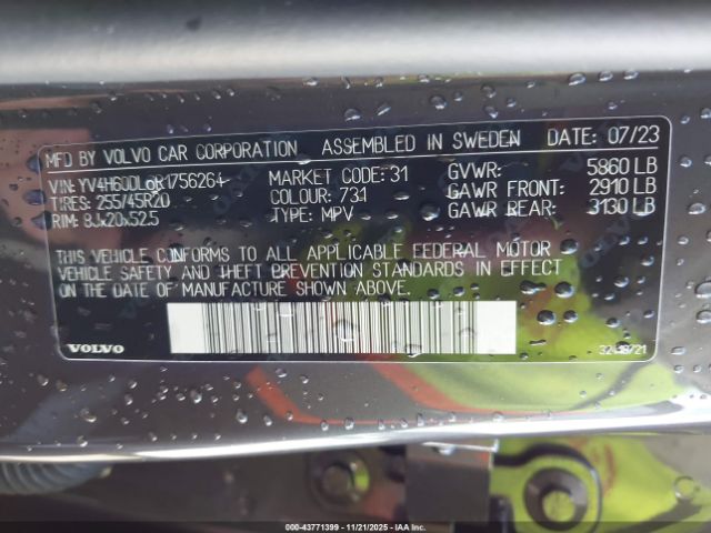 YV4H60DL6R1756264, 2024 Volvo Xc60 Recharge Plug-in Hybrid T8 Plus Dark ...