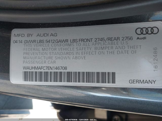 WAUHMAFC7EN146708, 2014 Audi A6 3.0 Tdi Premium Plus vehicle history