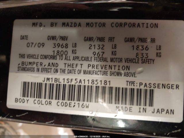 JM1BL1SF5A1185181, 2010 Mazda Mazda3 I Sport vehicle history