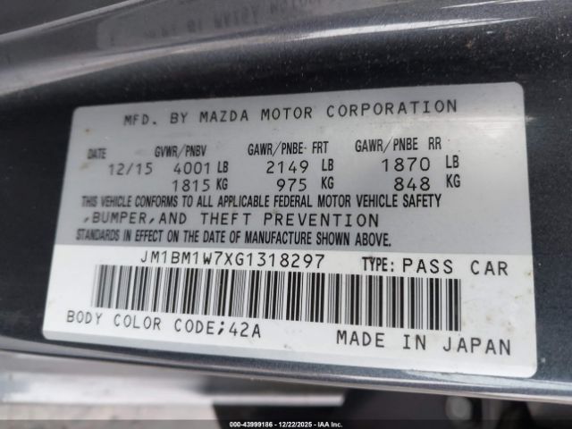 JM1BM1W7XG1318297, 2016 Mazda Mazda3 I Touring vehicle history