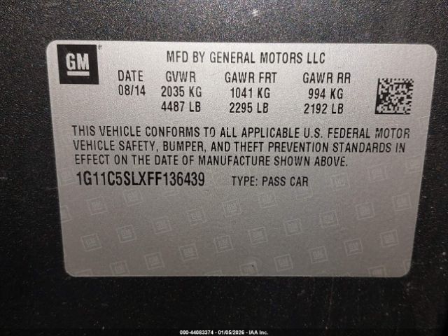 1G11C5SLXFF136439, 2015 Chevrolet Malibu 1lt vehicle history
