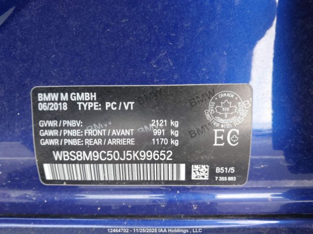 WBS8M9C50J5K99652, 2018 Bmw M3 Cs vehicle history