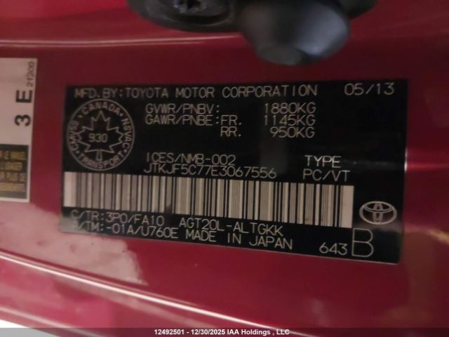 JTKJF5C77E3067556, 2014 Toyota Scion Tc vehicle history